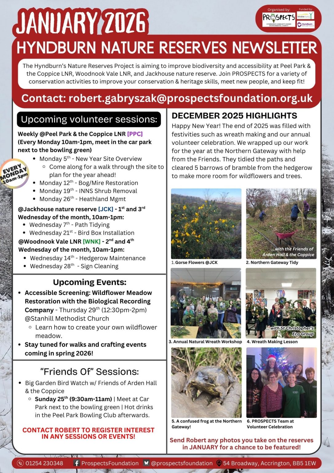 Hyndburn’s Nature Reserves January 2026 Newsletter – Prospects
